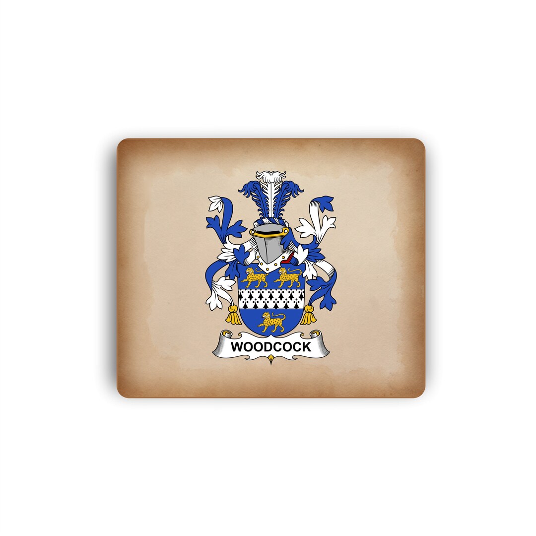 Woodcock Family Crest Parchment Print Natural Rubber Computer Mouse Pad ...