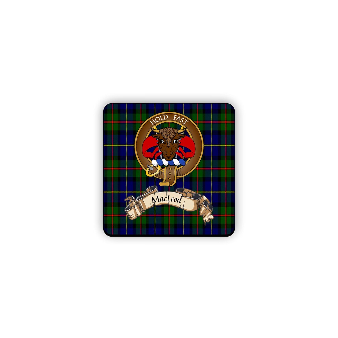 Macleod Scottish Clan Hunting Tartan Motto Crest Rubber Coaster Set of ...