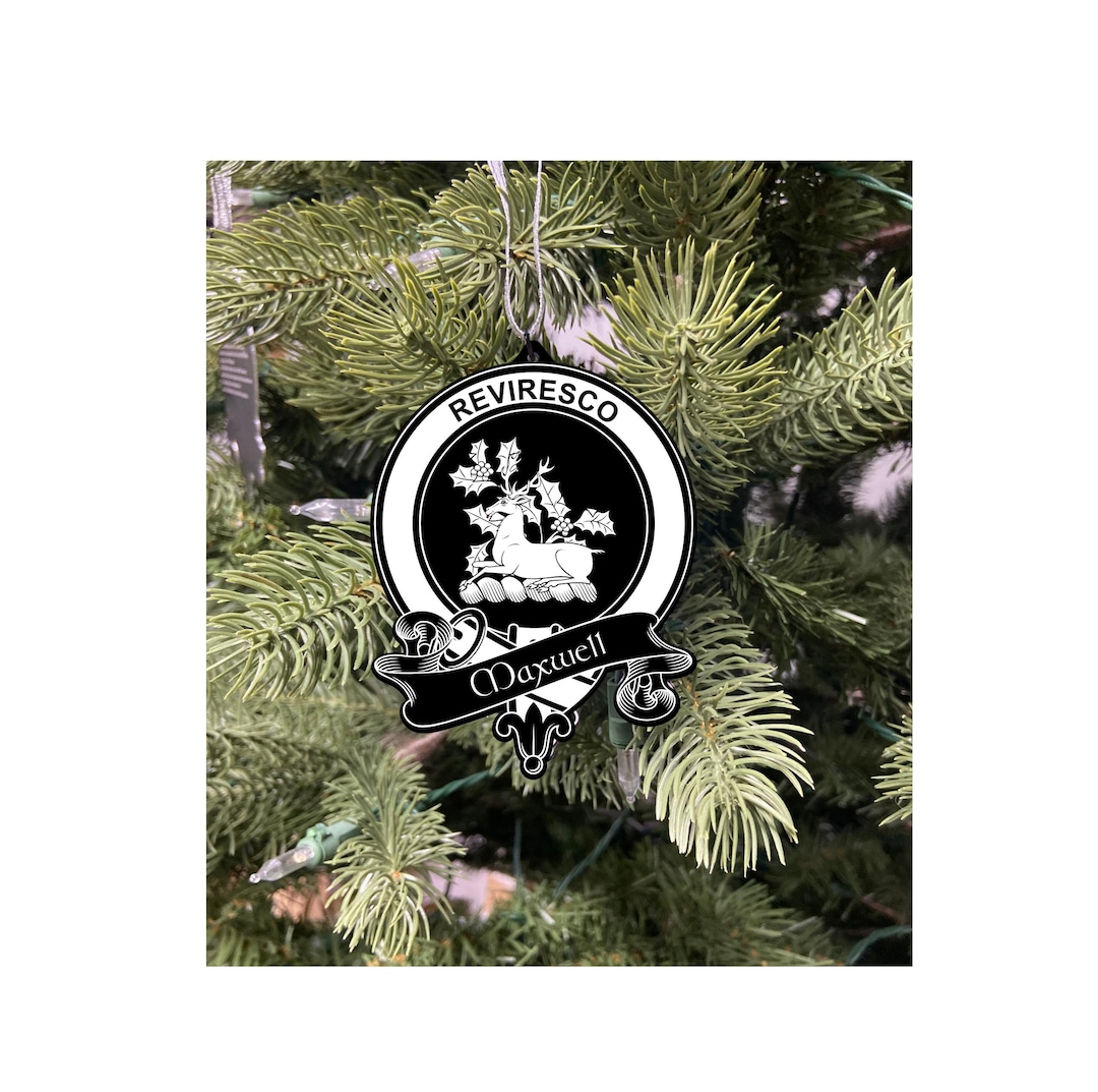 Laser Engraved Maxwell Clan Crest Christmas Ornament - Scottish Family ...