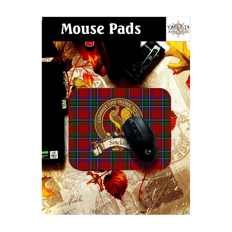 Sinclair Scottish Clan Tartan Crest Computer Mouse Pad Etsy Canada