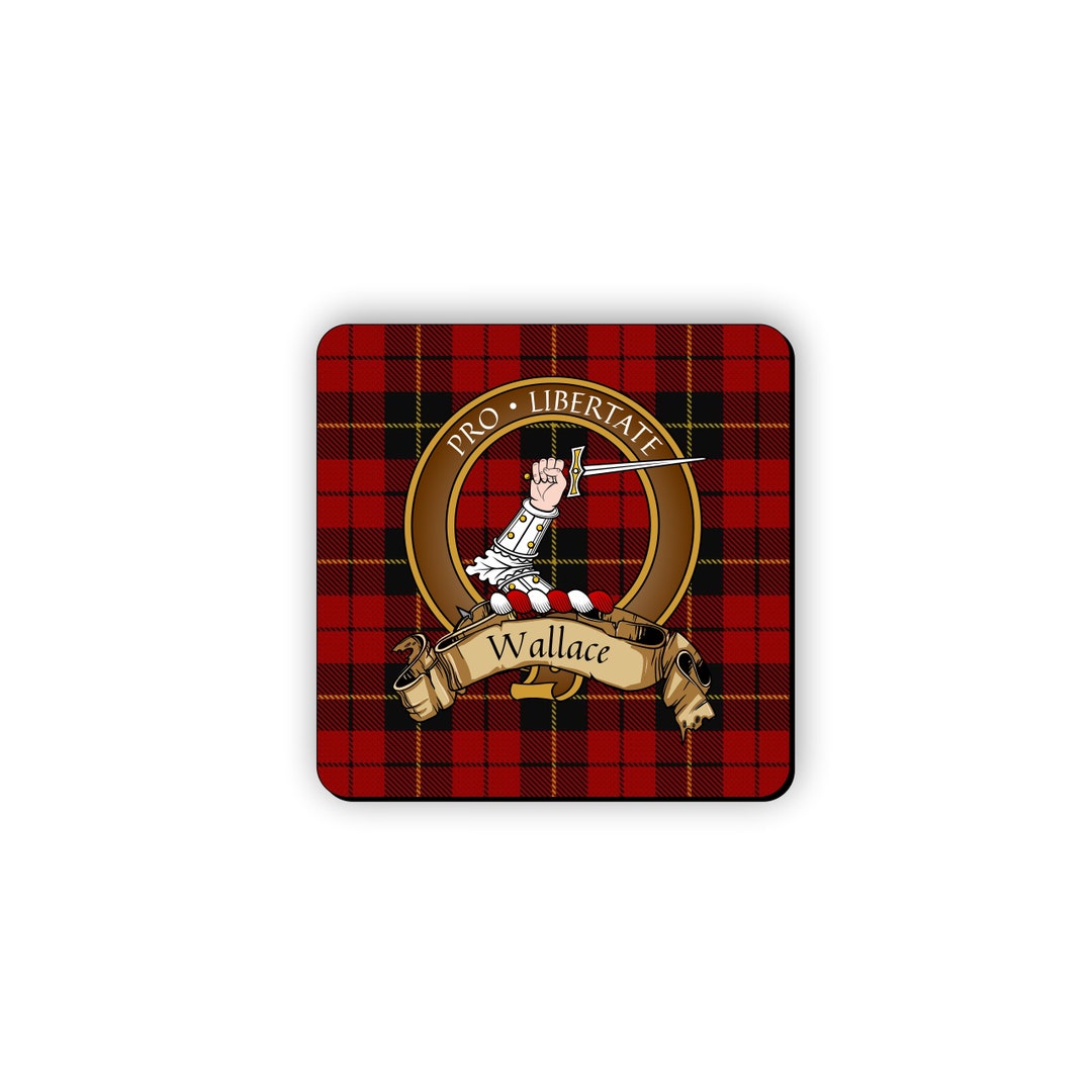 Wallace Scottish Clan Red Tartan Motto Crest Rubber Coaster Set of 4 - Etsy