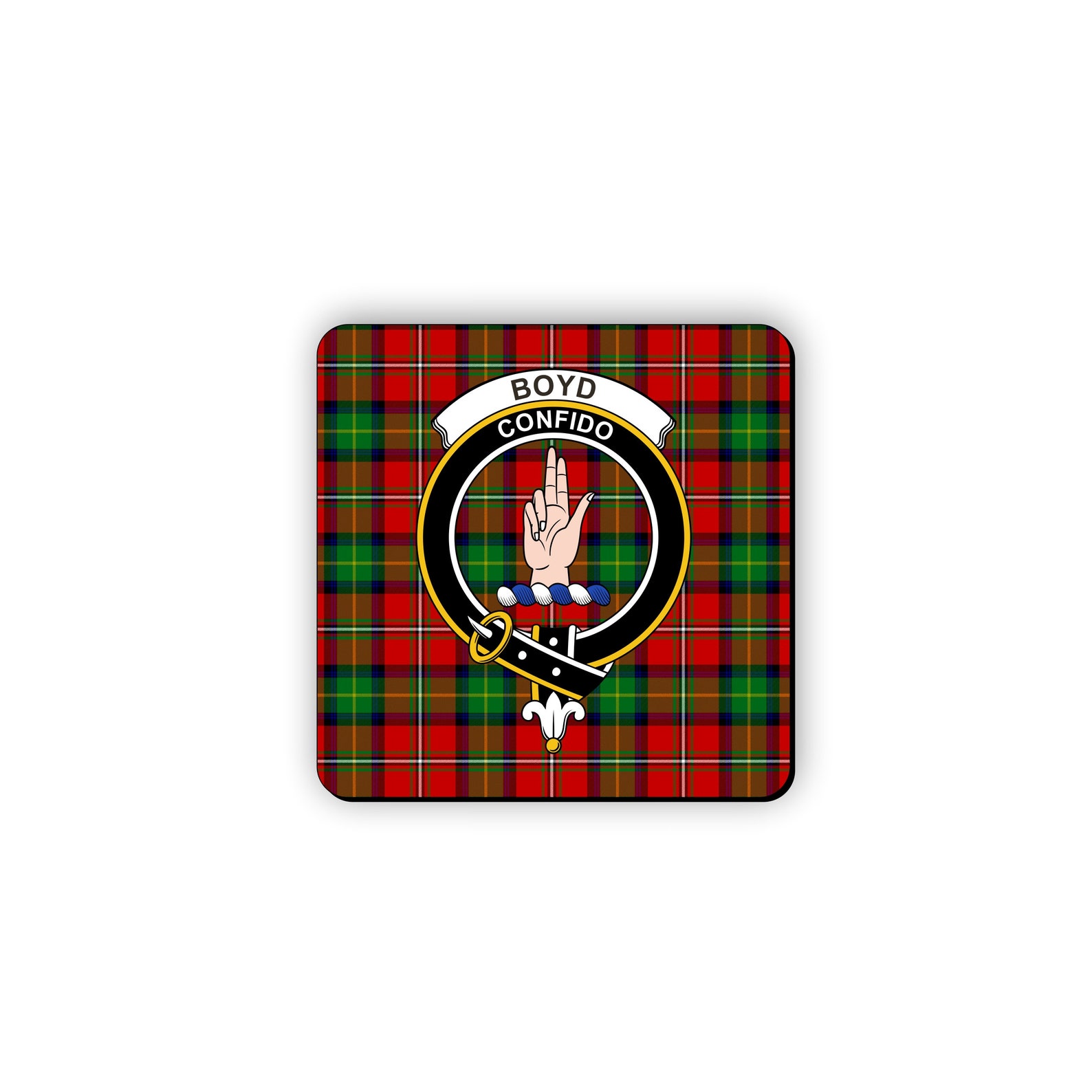 Boyd Scottish Clan Tartan Motto Crest Rubber Coaster | Etsy