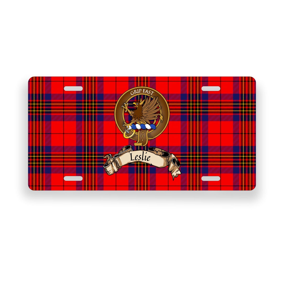 Leslie Scottish Clan Red Tartan Crest Novelty License Plate - Etsy