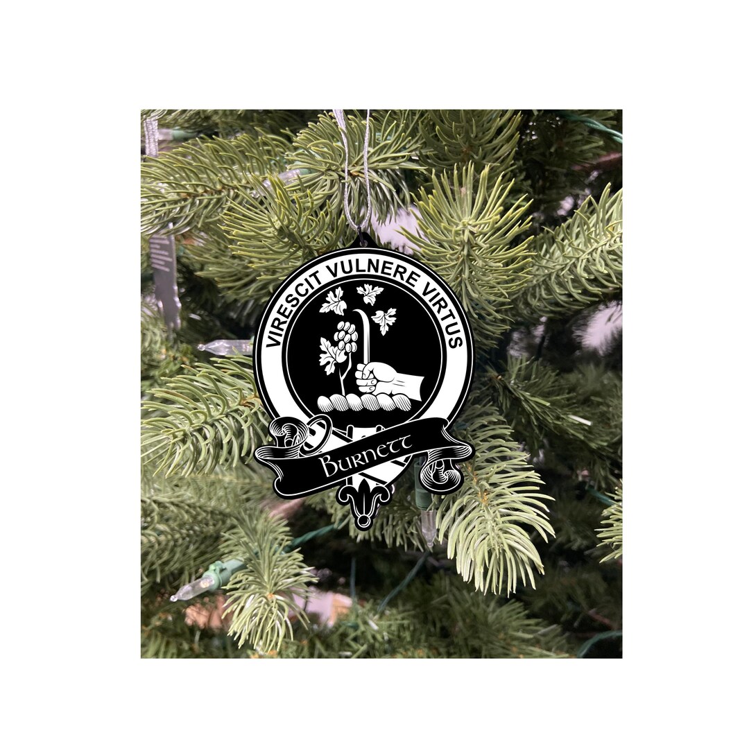 Laser Engraved Burnett Family Crest Christmas Ornament - Scottish Clan ...