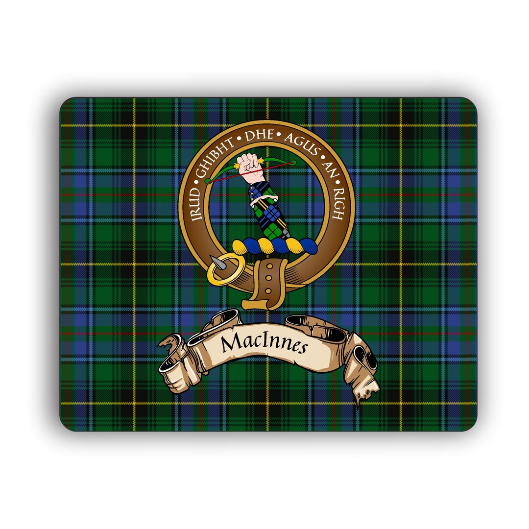 Macinnes Scottish Clan Green Tartan Crest Computer Mouse Pad - Etsy