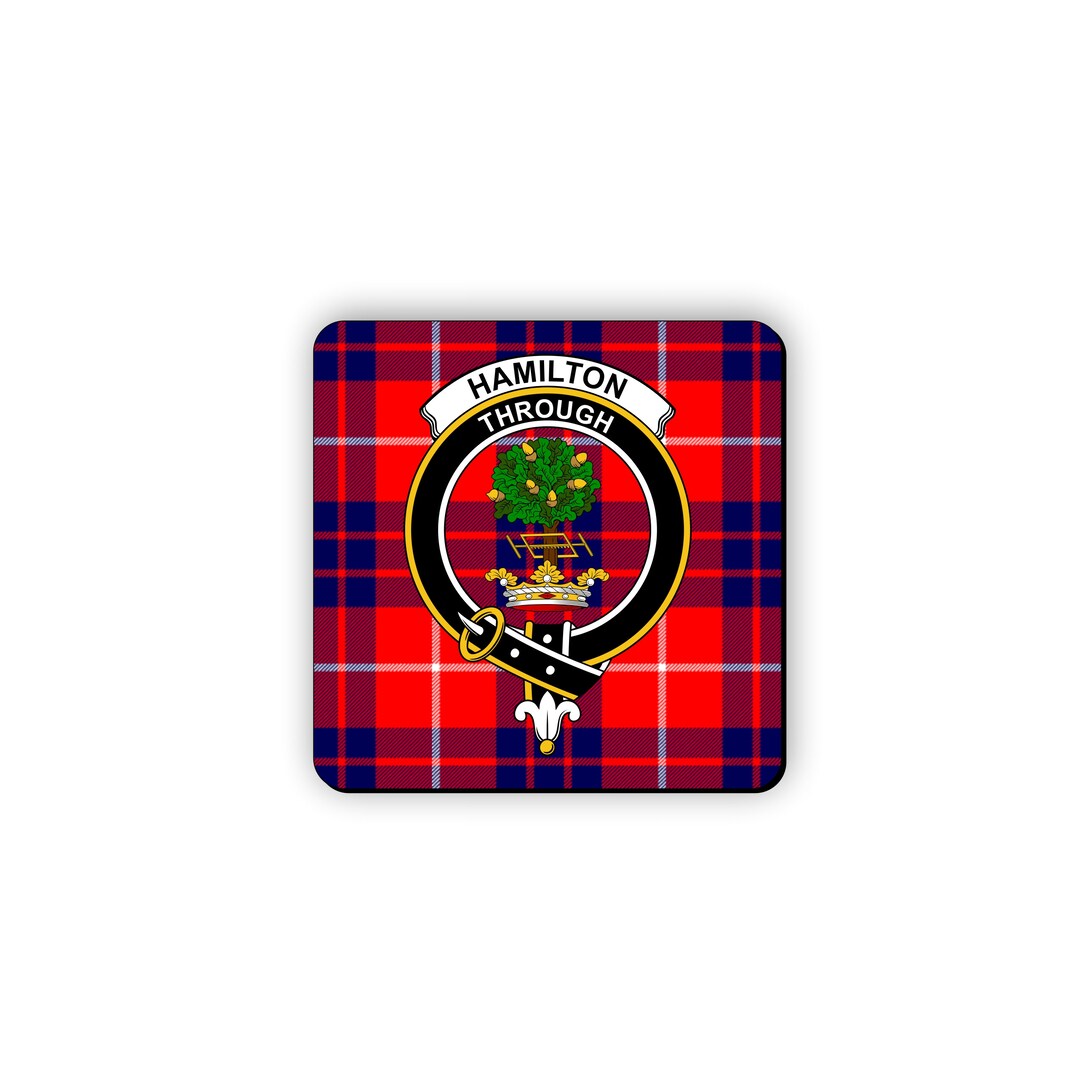 Hamilton Scottish Clan Tartan Motto Crest Rubber Base Fabric Top ...