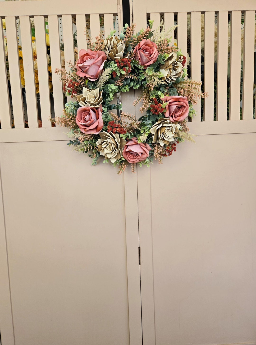 Elsie, Full Fall Wreath, Dusty Rose Wreath, Eucalyptus Wreath, Fall ...