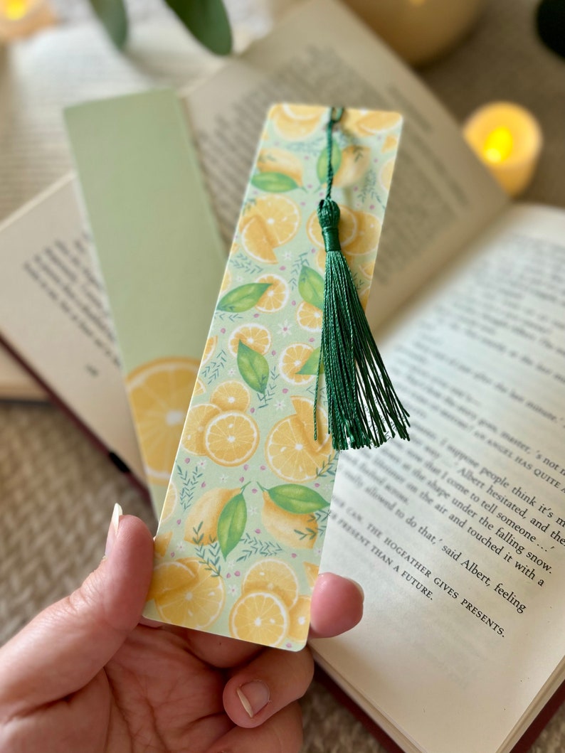 Lemon Pattern Handmade Bookmark, Lemon Illustration Cottagecore ...