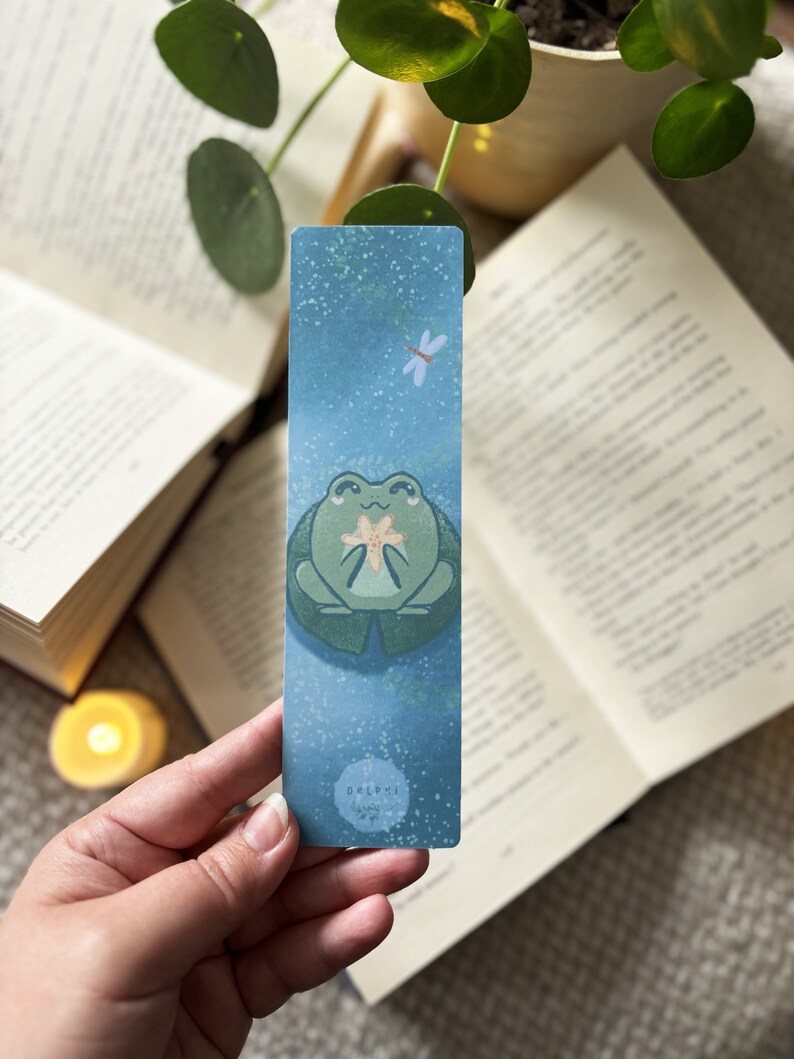 Kawaii Frog Bookmark: Lilypad Illustration With Tassel - Etsy