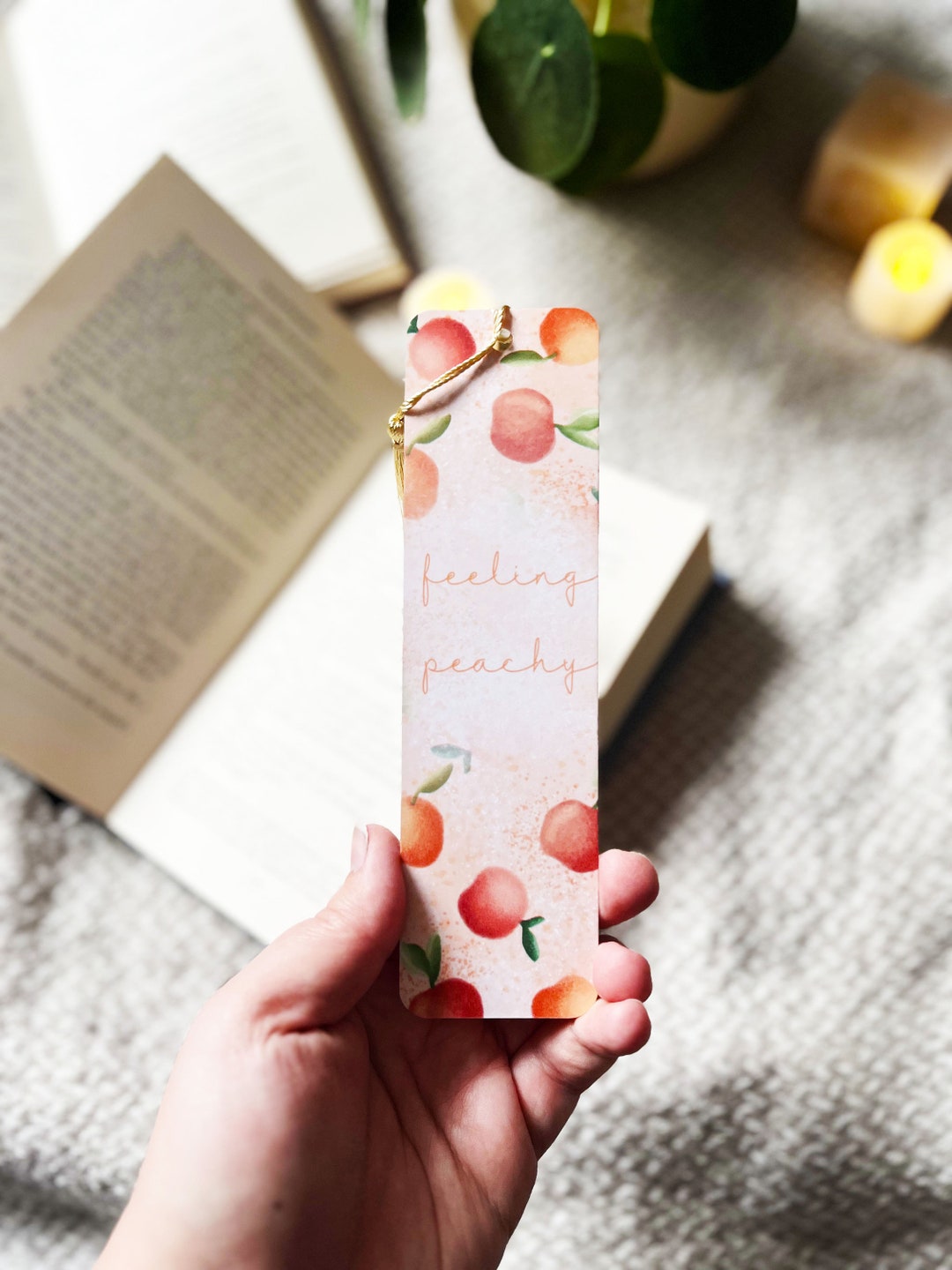 Feeling Peachy, Cute Peach Handmade Bookmark With Luxury Silk Tassel ...