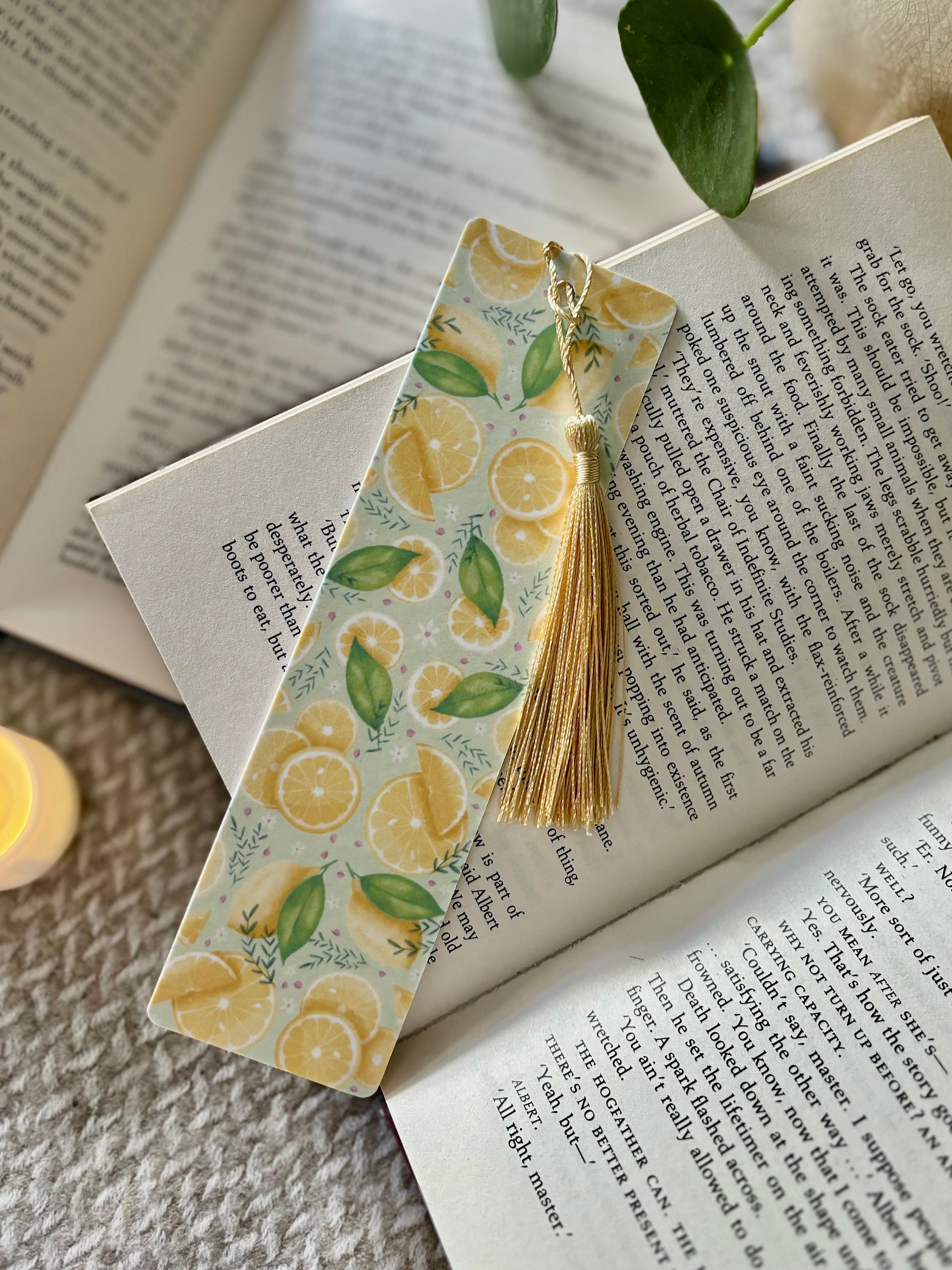Lemon Pattern Handmade Bookmark, Lemon Illustration Cottagecore ...