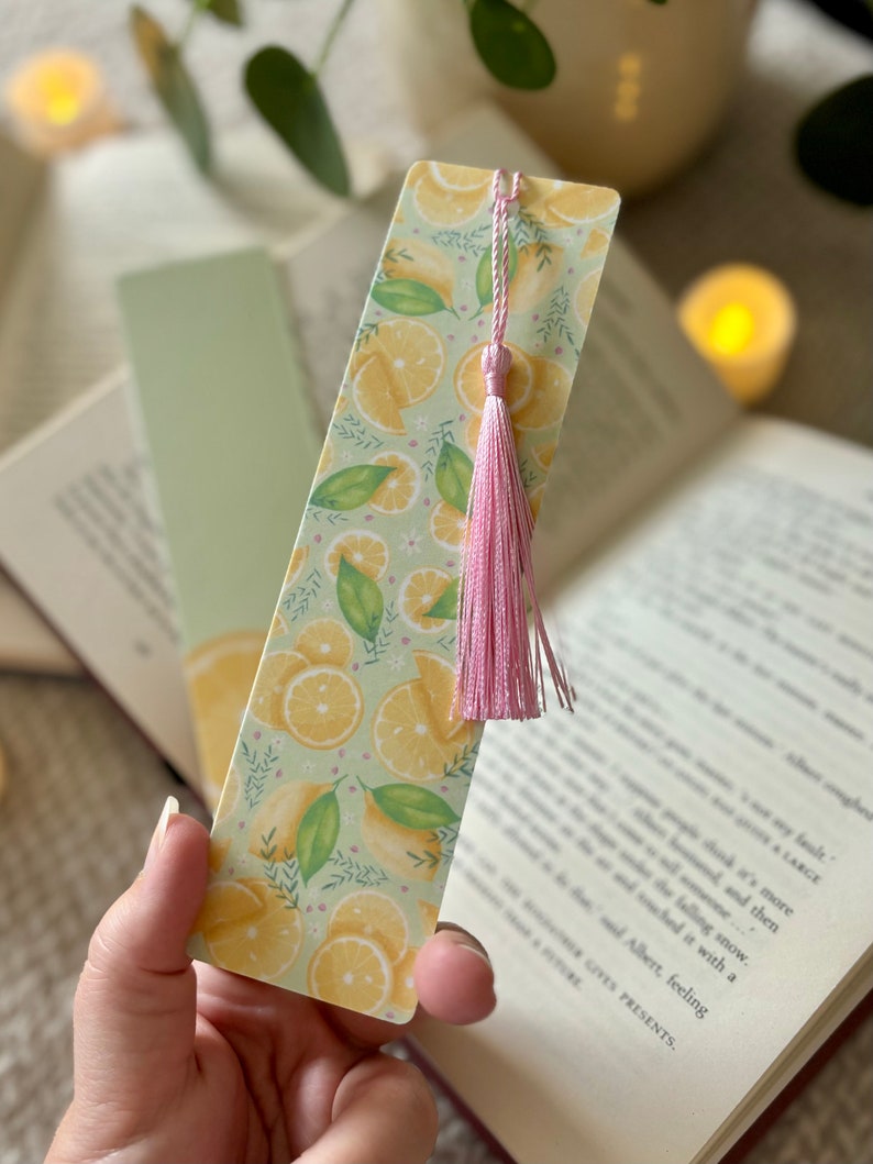 Lemon Bookmark: Handmade Cottagecore Illustration With Tassel - Etsy