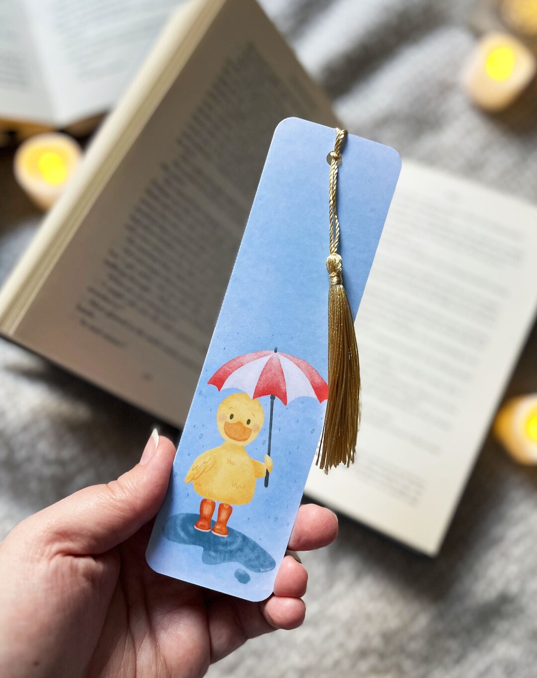 Duck Bookmark With Tassel: Handmade Illustration, Rainy Day Reader Gift ...