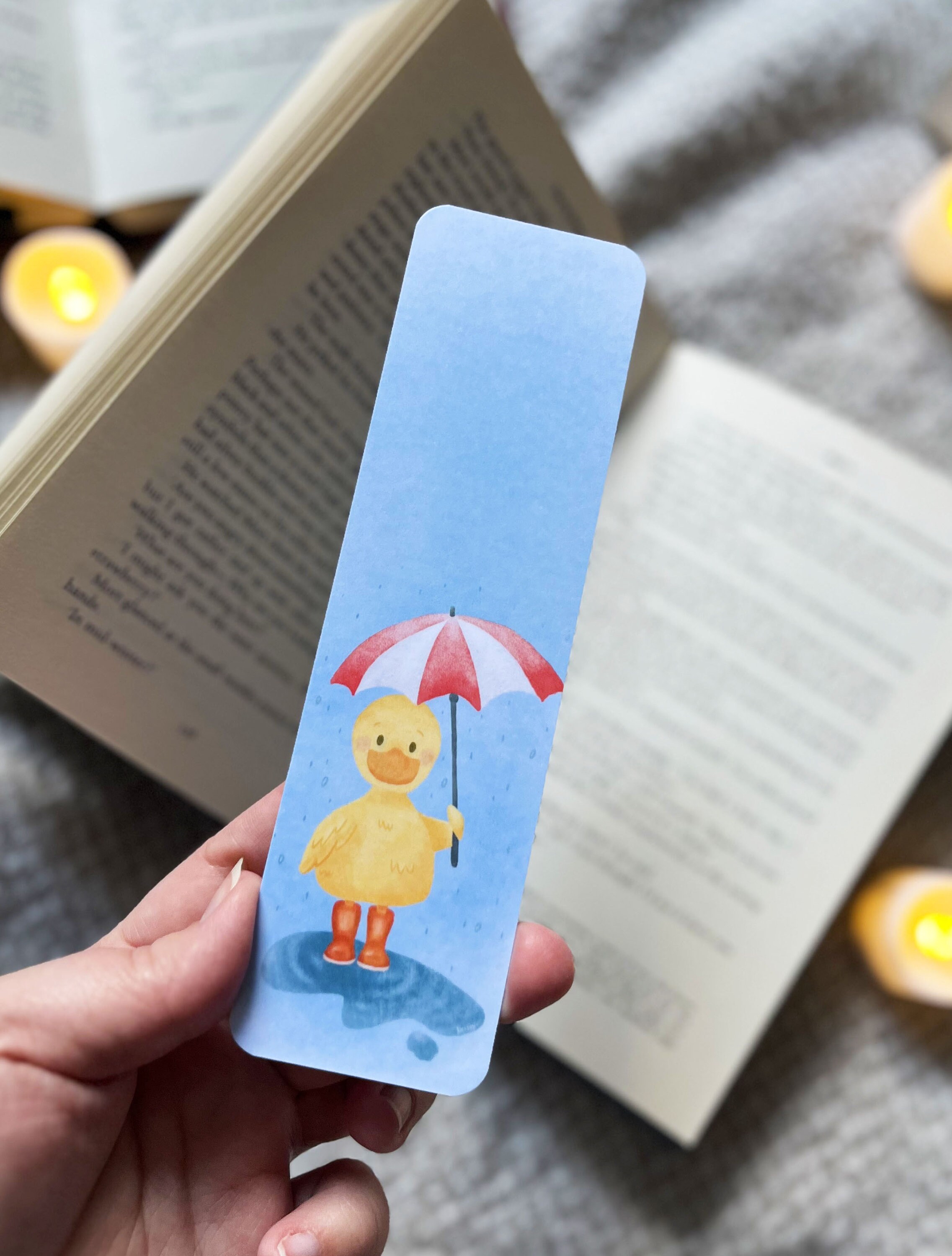Duck Bookmark With Tassel: Handmade Illustration, Rainy Day Reader Gift ...