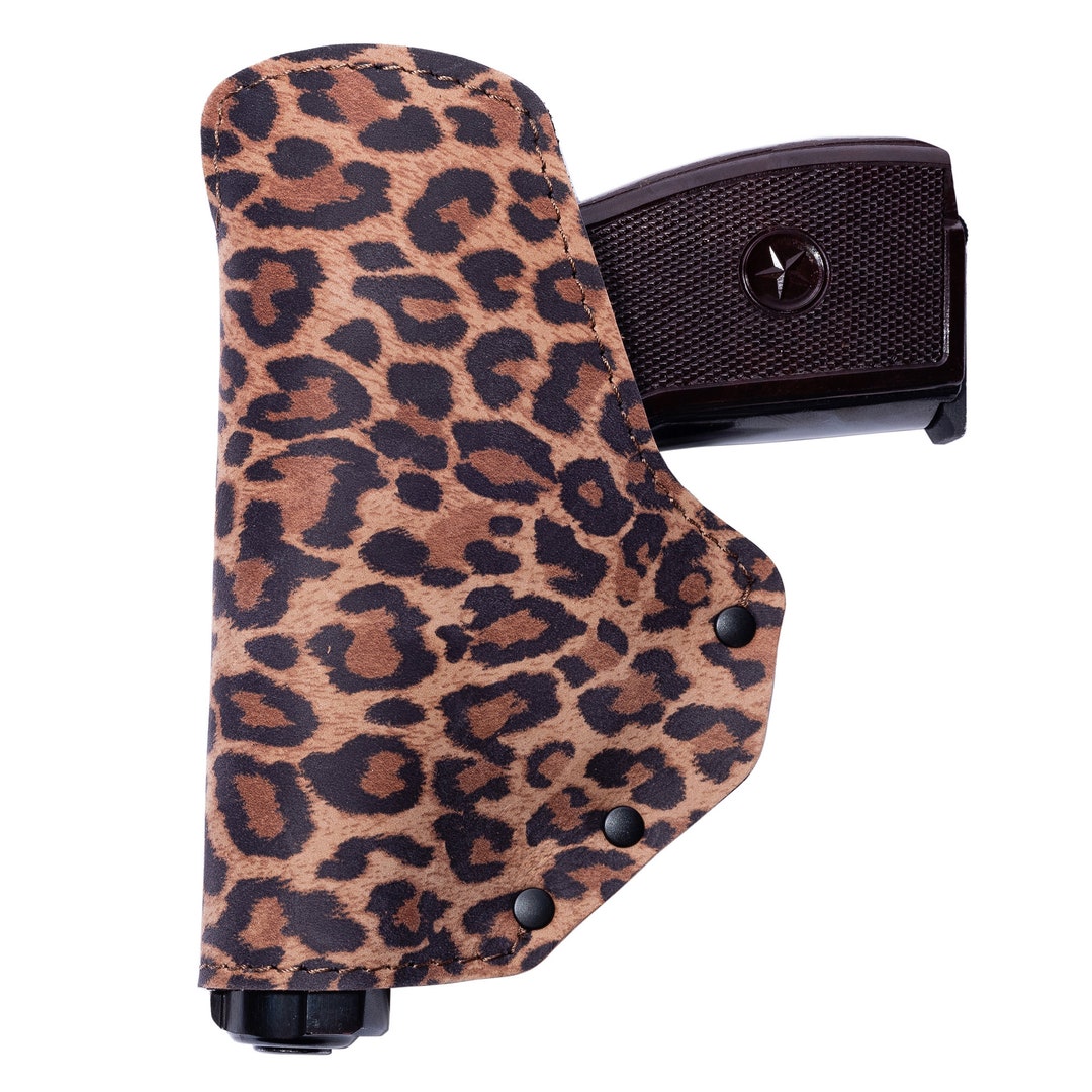 Leather Gun Holster for Concealed Carry Natural Leopard Printed Leather ...