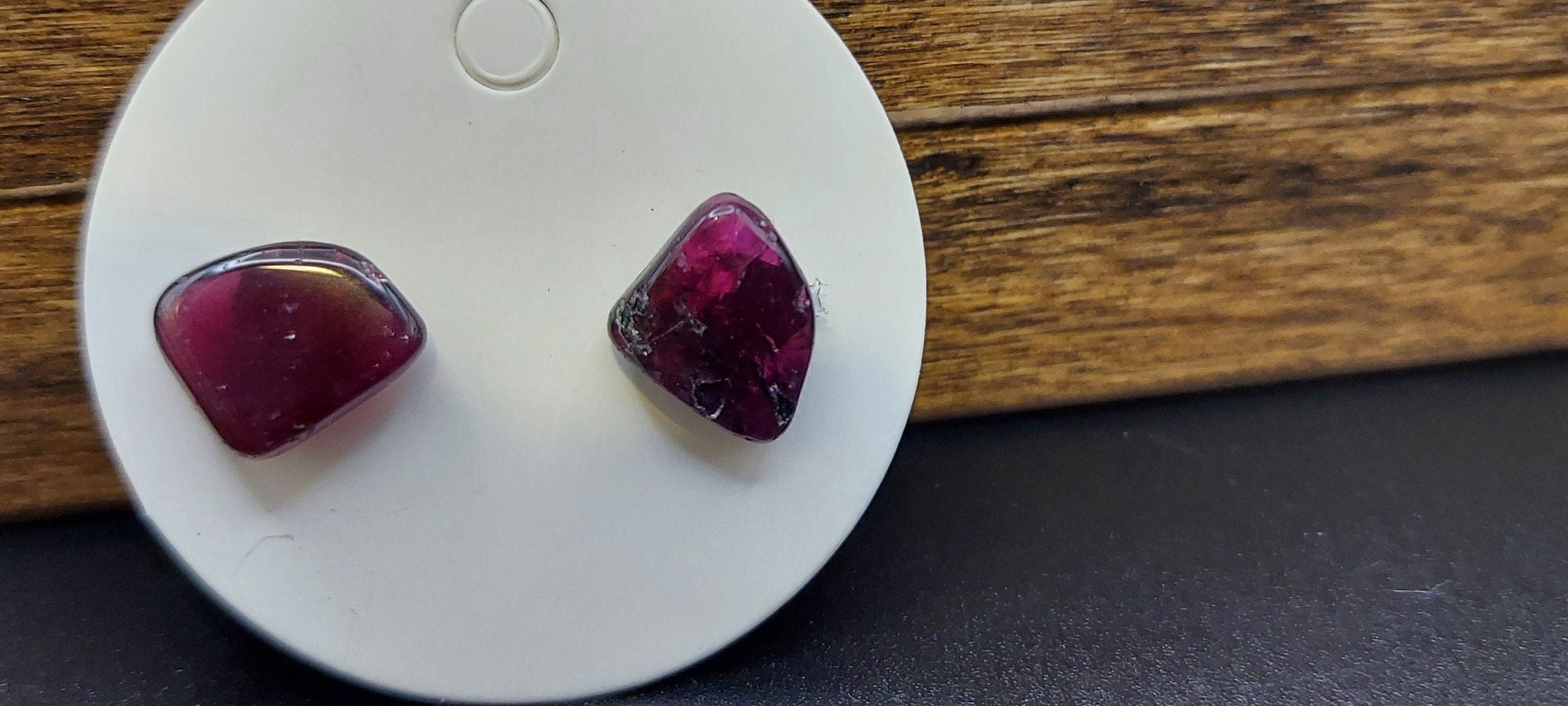 Red Baryl Stud Earrings Triangle - Etsy