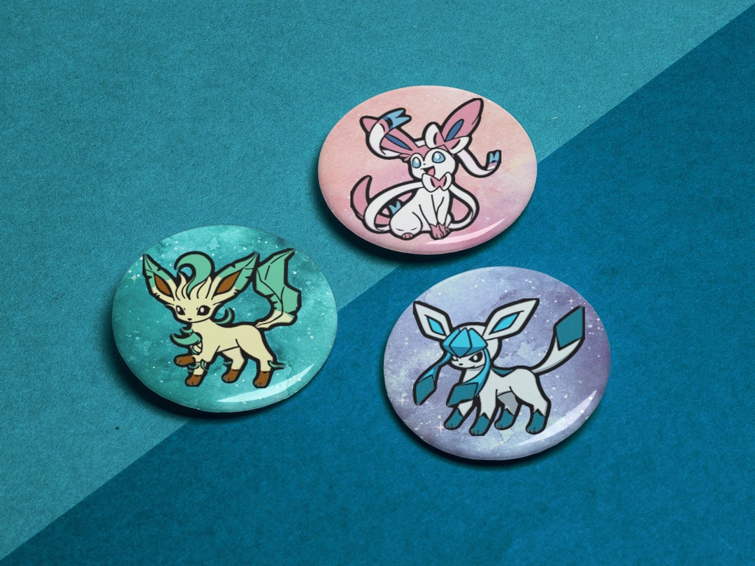 Sylveon, Glaceon and Leafeon Pin-back Button Badge 45mm/1.77 Inch ...
