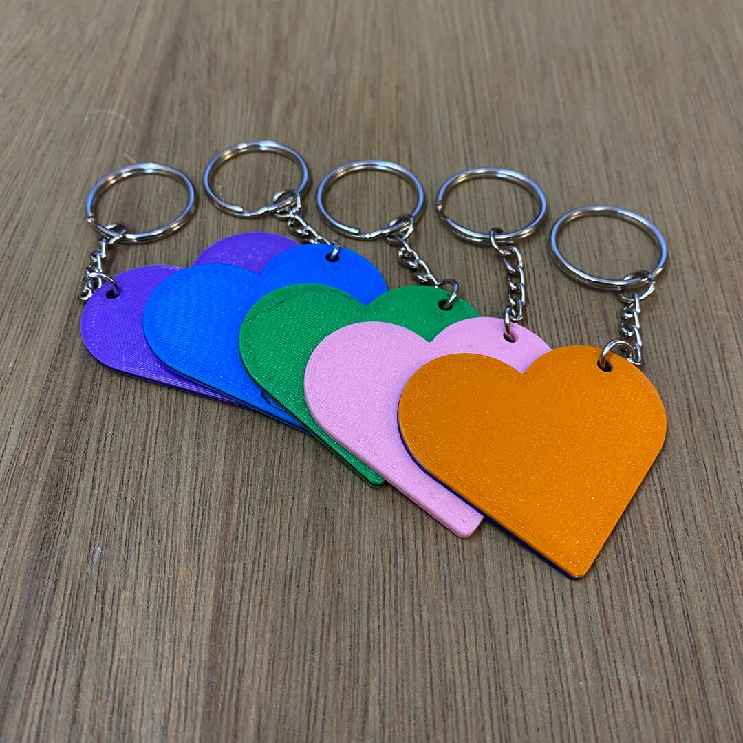 Two Color Heart Keychain, Personalized Heart Key Dangle, Heart-shaped ...