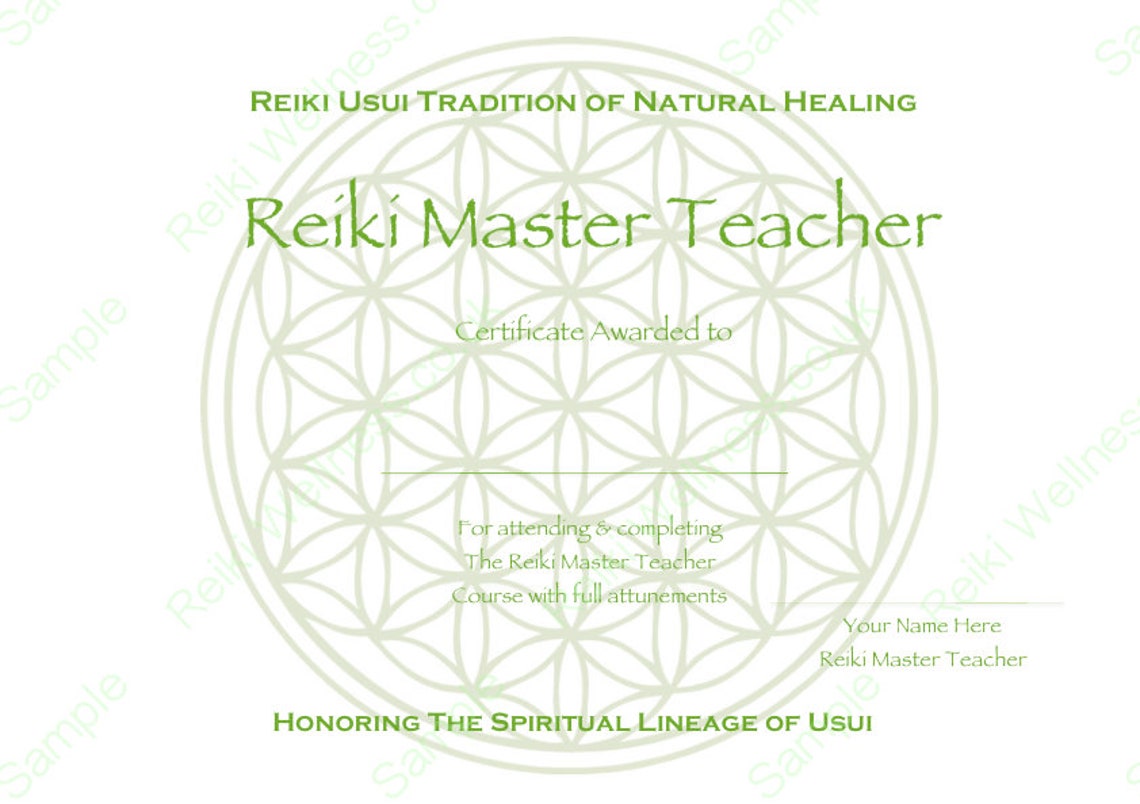 Reiki Certificates Templates X4 Flower of Life Complete - Etsy UK