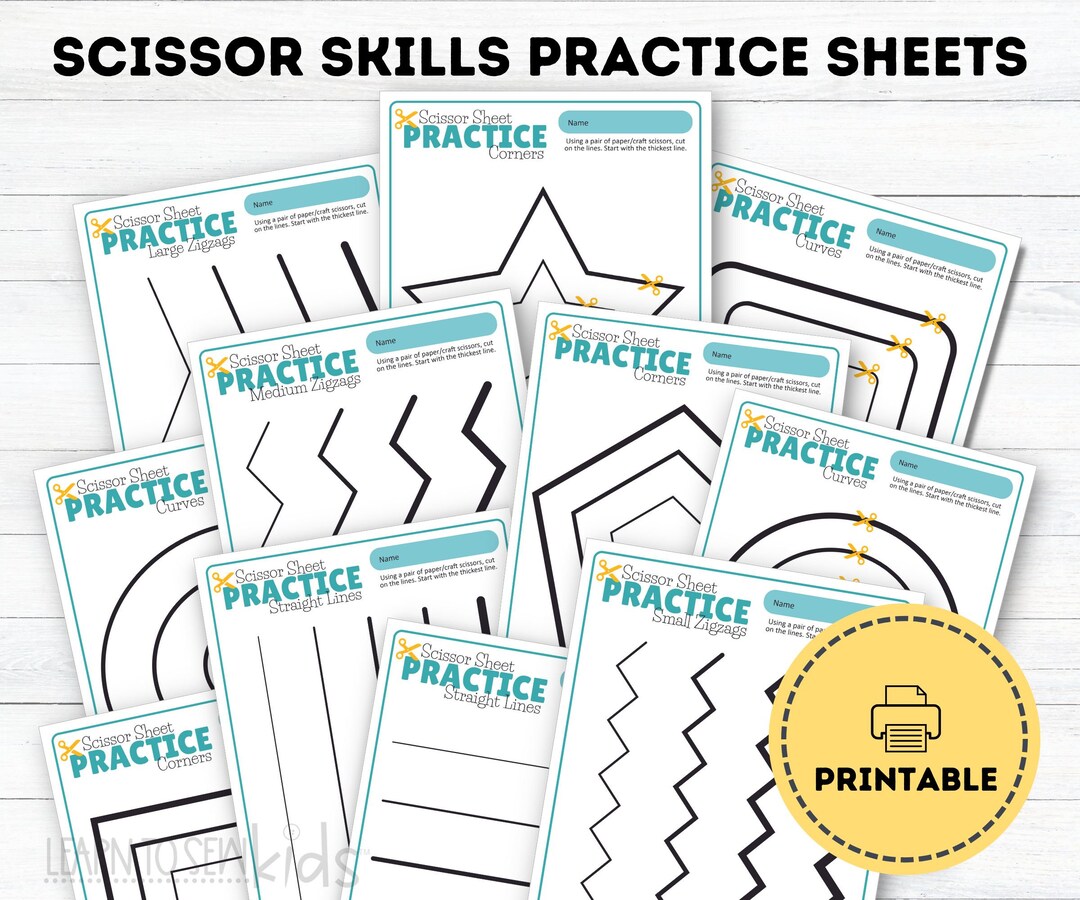 Printable Scissor Practice Skills Activity Sheets, Scissor Skills ...
