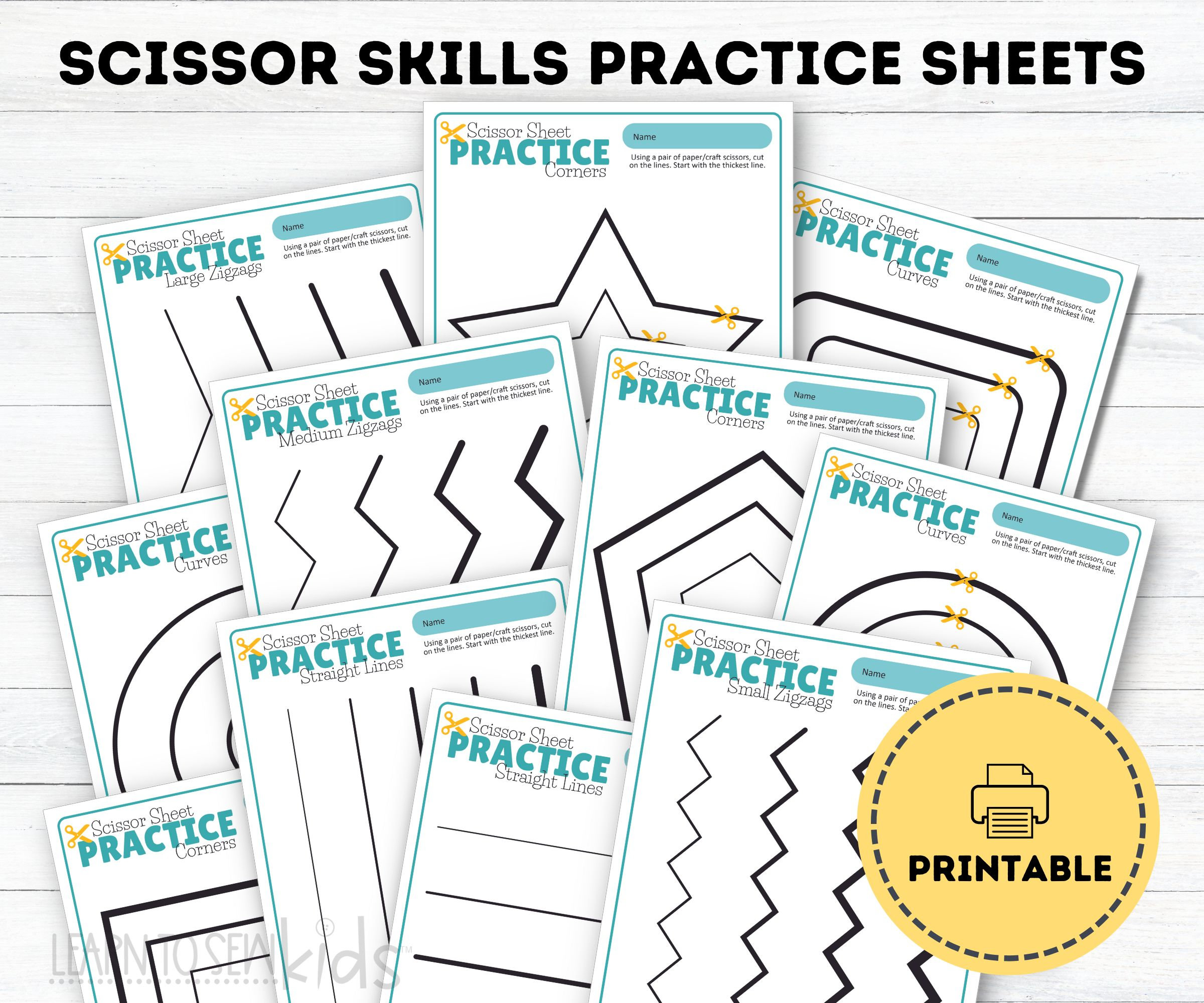 Printable Scissor Practice Skills Activity Sheets, Scissor Skills ...