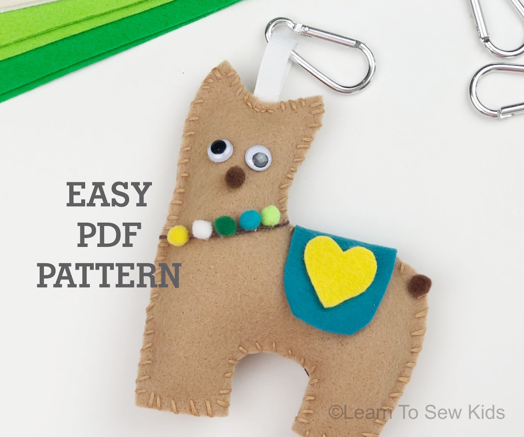 Printable Llama Hand Sewing Pattern, Learn to Sew, Llama Backpack Clip ...