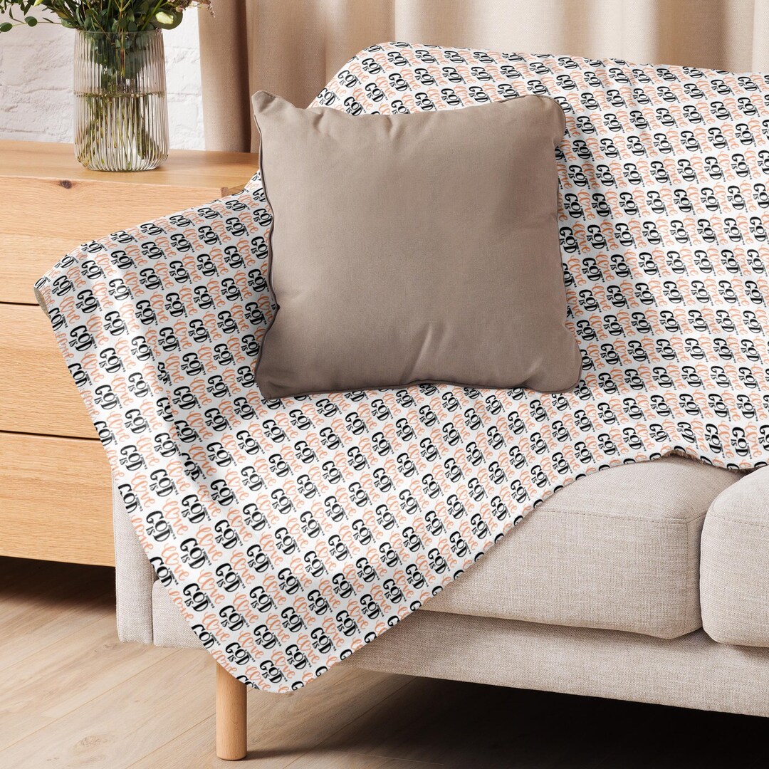 God is Love Sherpa Blanket, Fishbone Pure New Wool Throw, Navy British ...