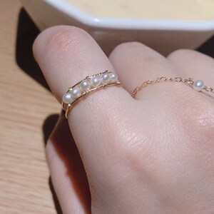 14K Gold Filled Freshwater Pearl Wire Wrapped Ring. Real Pearl Band ...