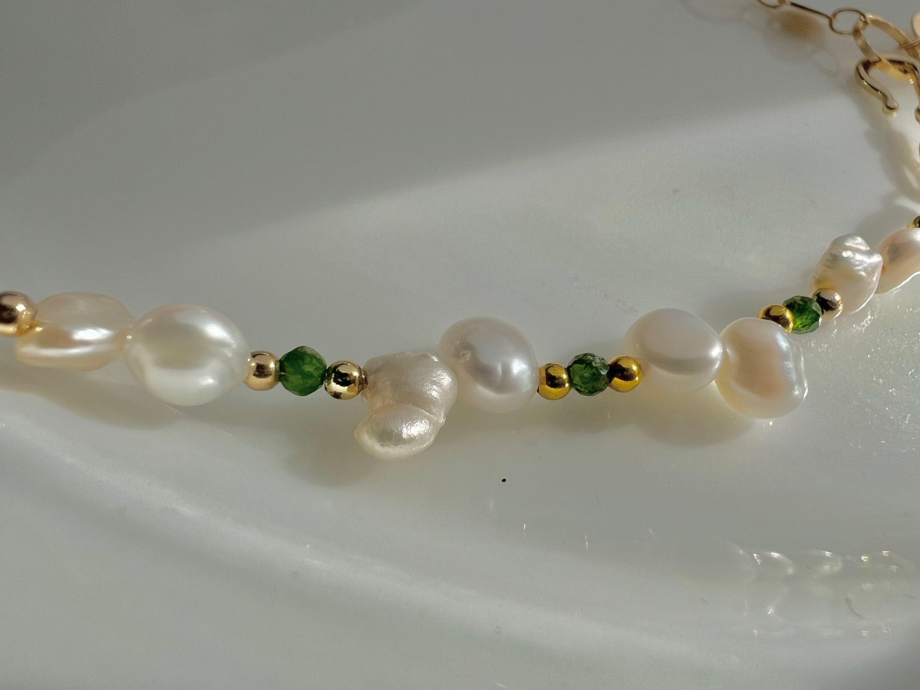 Freshwater Baroque Petal Pearl Half Chain Gemstone Necklace. High ...