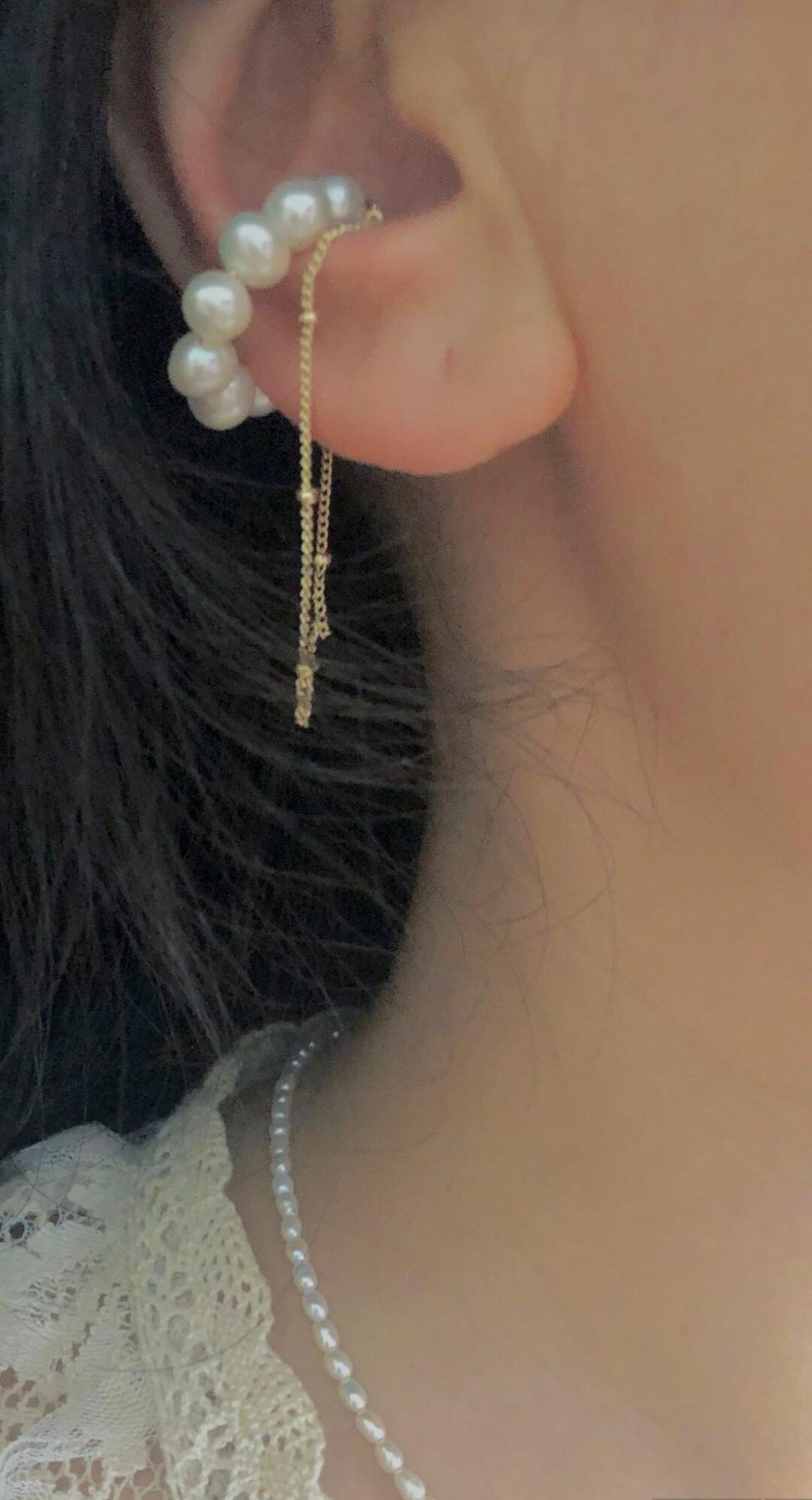 Genuine Pearl Ear Cuffs. Streetwear Earrings. Simple Ear Cuff. Ear Cuff ...