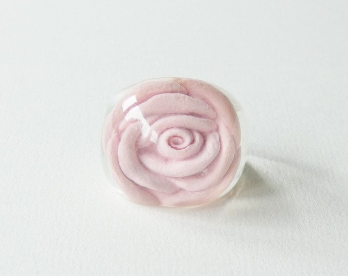 Vintage 1990 Pink Rose Chunky Plastic Resin Ring, Retro Plastic Pink ...