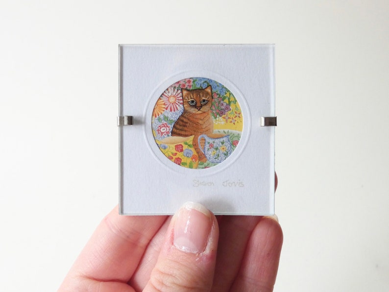 Vintage Sharon Jervis Ginger Striped Tomcat Mounted Miniature - Etsy