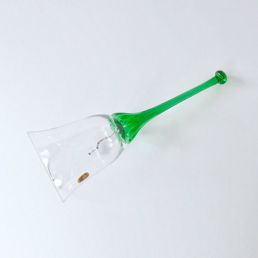 Vintage Jaffe Green Glass Bell, Green Glassware, Glass Bells, Glass ...