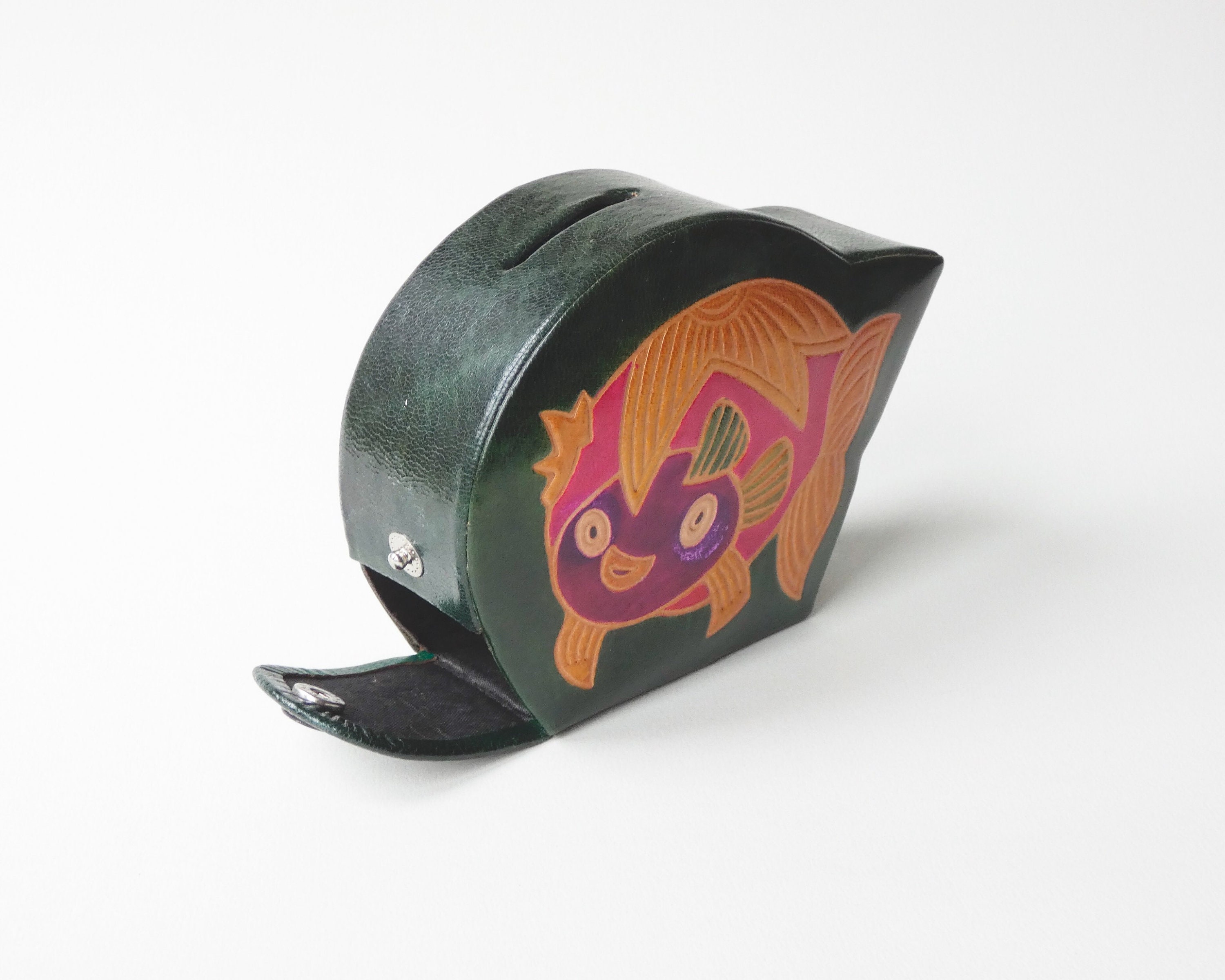 Vintage Fabric Fish Coin Box, Fabric Piggy Bank, Animal Coin Purse Box ...