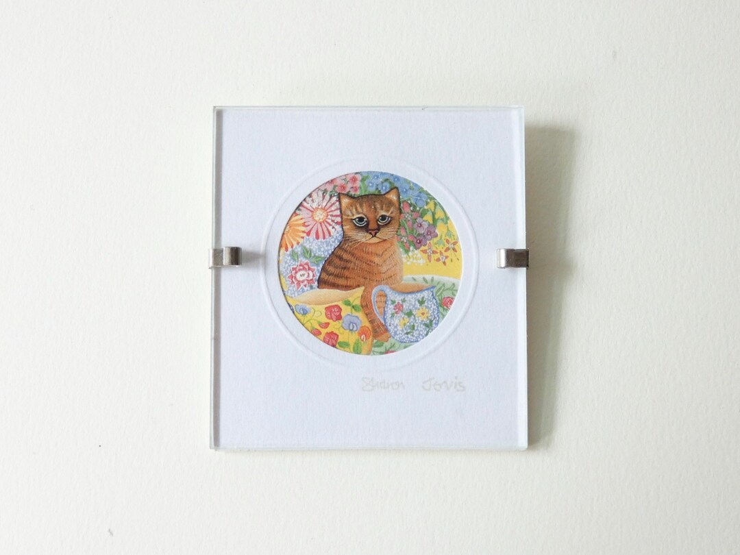 Vintage Sharon Jervis Ginger Striped Tomcat Mounted Miniature - Etsy