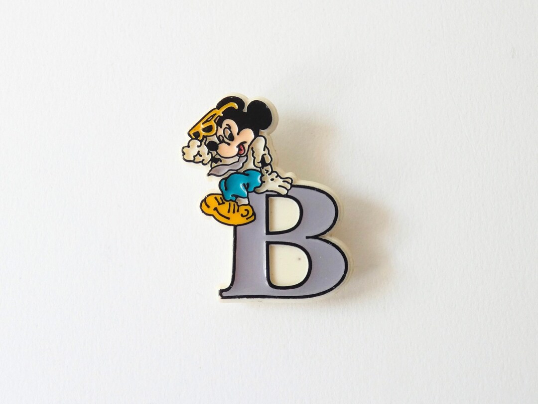 Vintage Disney Mickey Mouse Letter B Badge, Plastic Disney Mickey Mouse ...