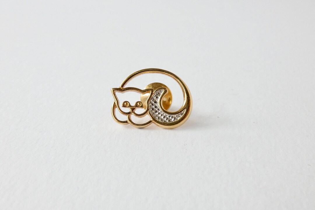 Vintage Avon Gold Toned Cat Pin, Cat Lover Owner Gift Ideas, Gold and ...