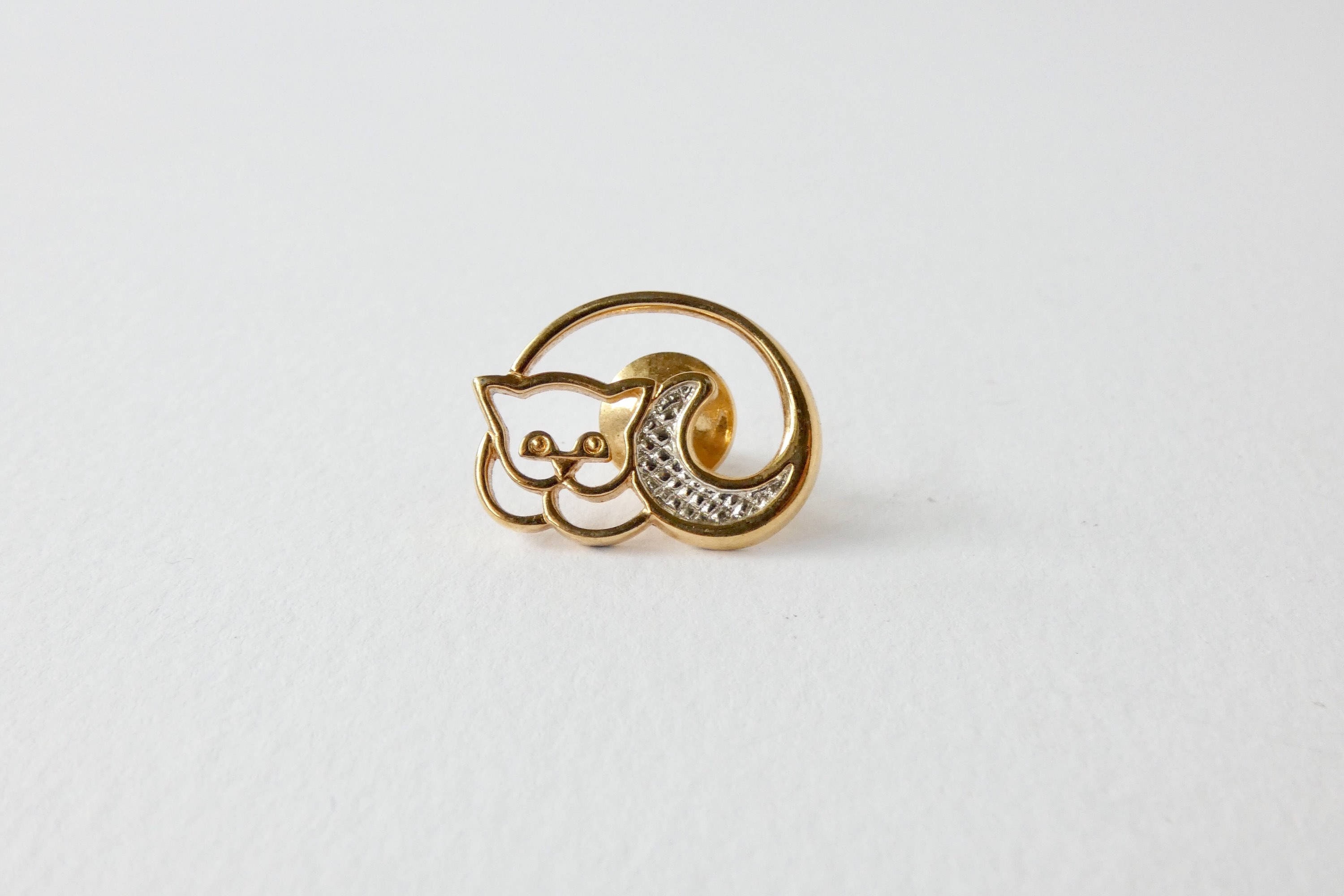 Vintage Avon Gold Toned Cat Pin, Cat Lover Owner Gift Ideas, Gold and ...