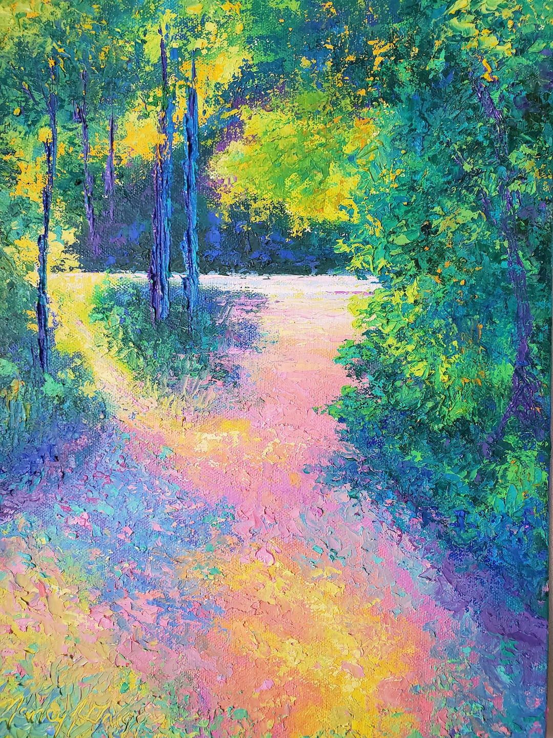 Print - Colorful Impressionist Path, Road Less Traveled Art, Oil ...