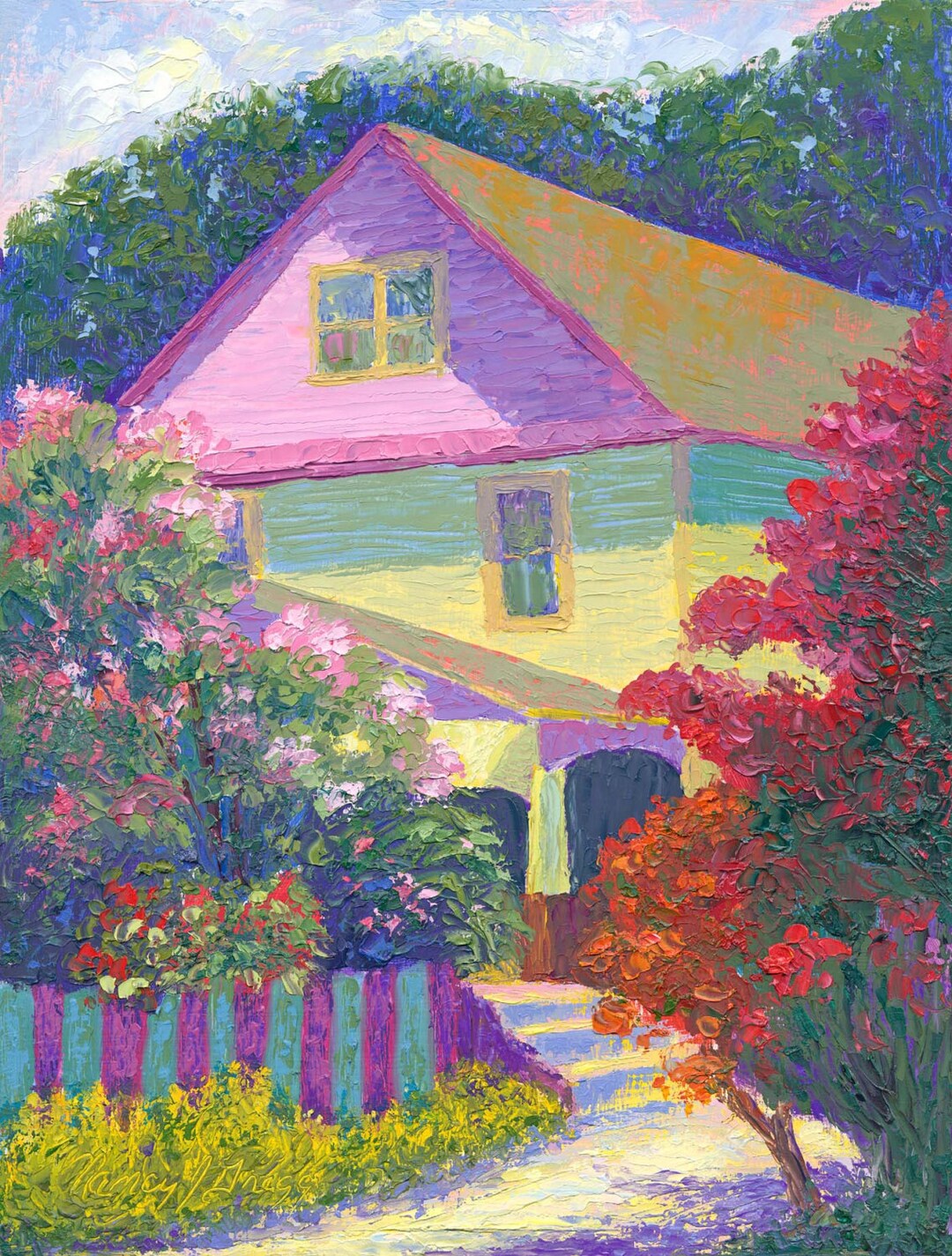 Original - Impressionist Oil Painting Colorful House
