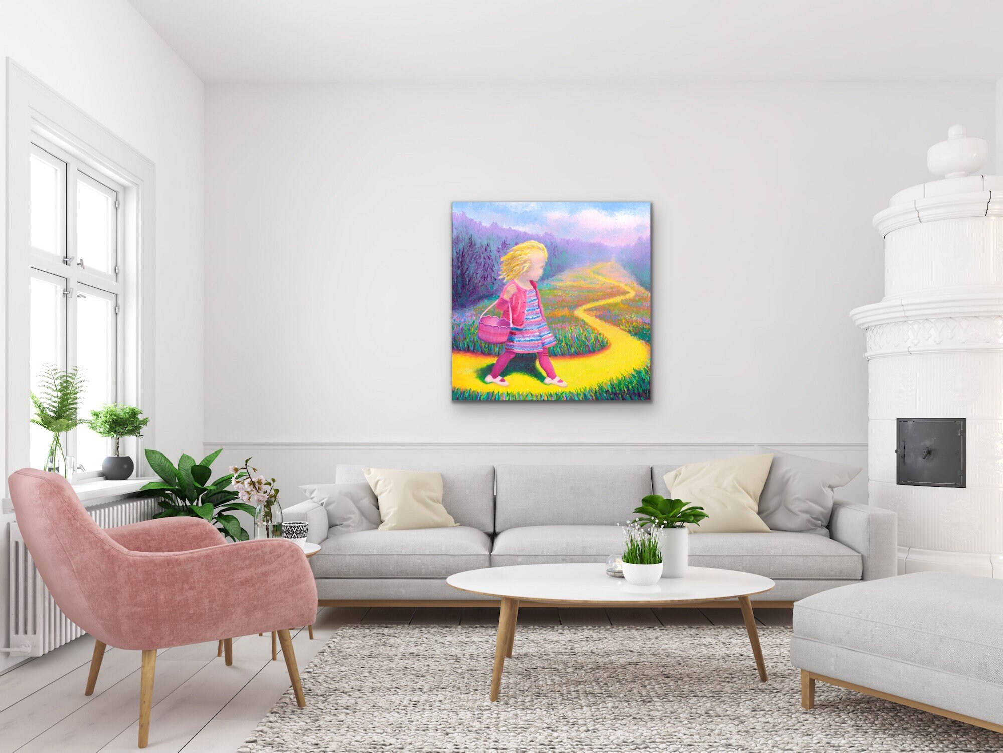 Print - Colorful Little Girl Finger Painting Art, Colorful ...