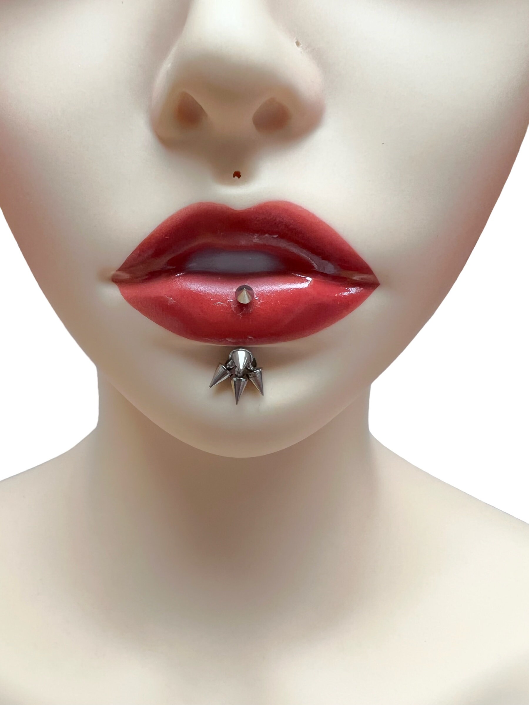 Surgical Steel Spike Lip Ring: Vertical Labret Piercing - Etsy