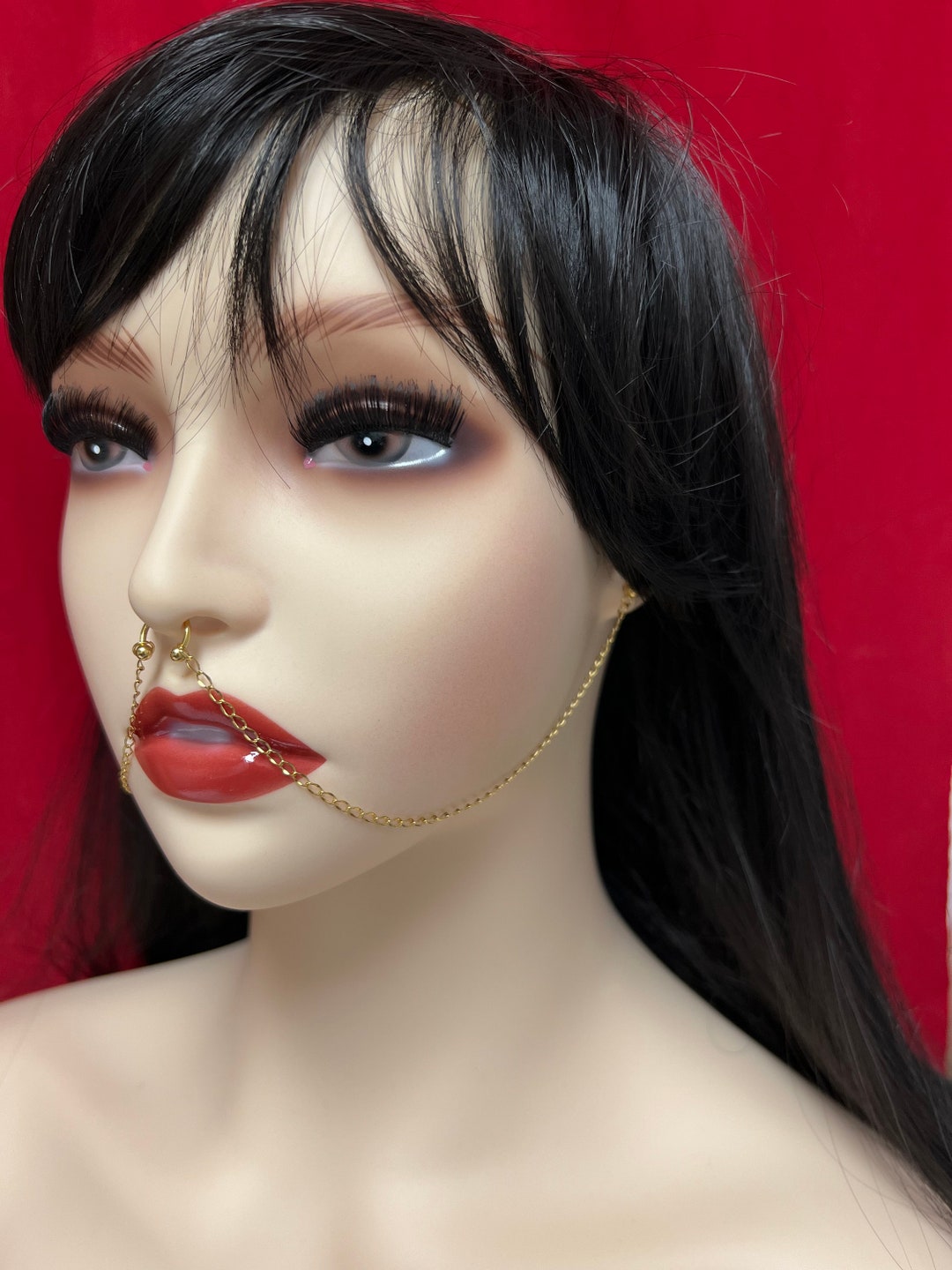 Stainless Steel Nose Chain: Hypoallergenic Nose Ring With Chains - Etsy