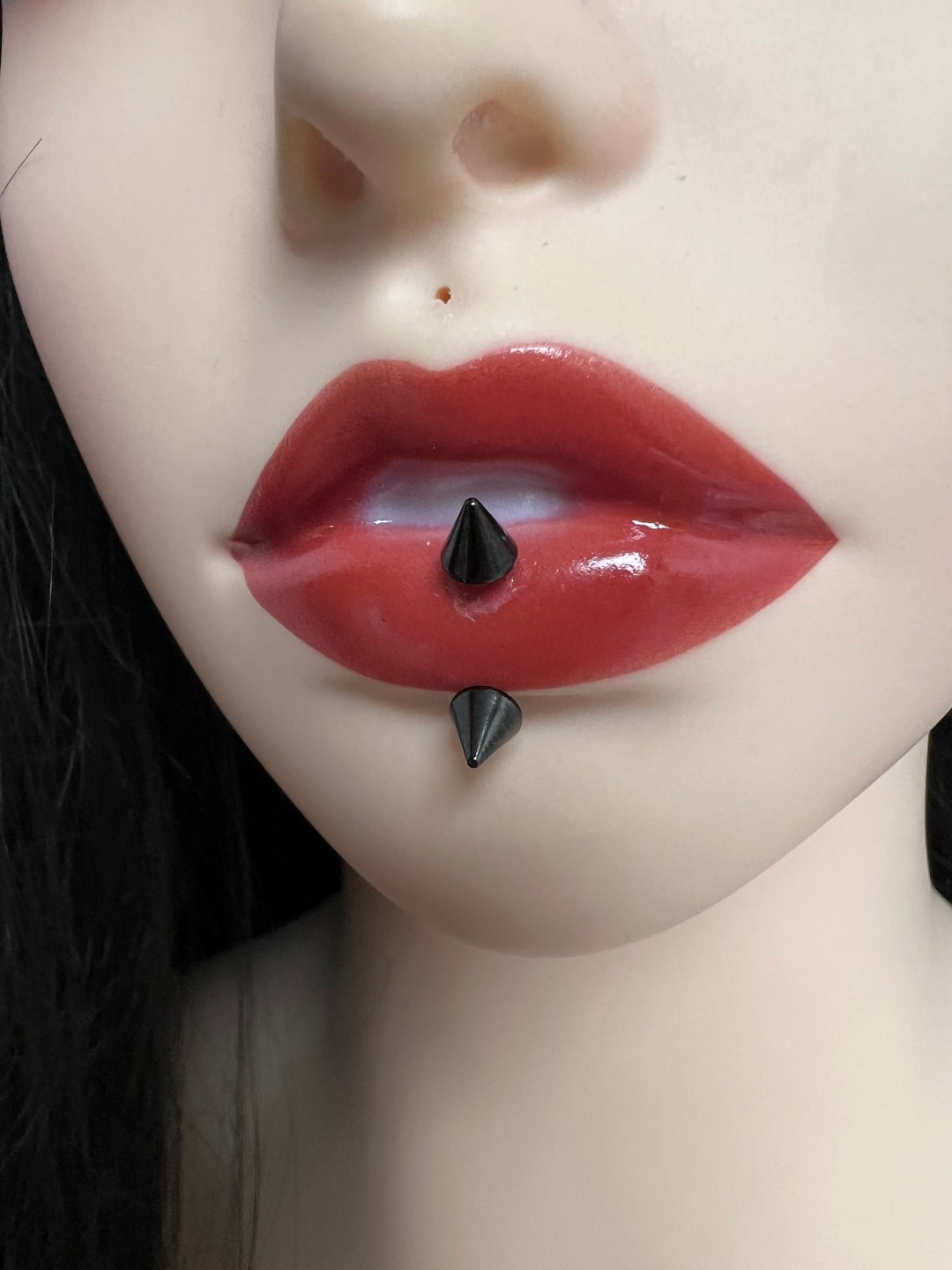 Surgical Steel Spike Lip Ring: Vertical Labret Piercing - Etsy