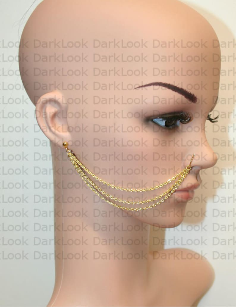 Nose Chain Nose Ring With Chainstitanium 20 Gauge Nose Ring - Etsy Canada