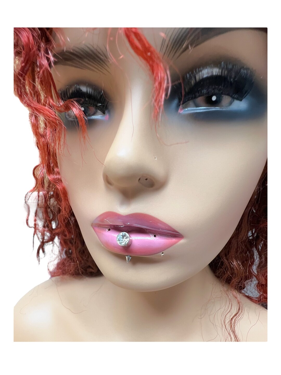 Surgical Steel Labret Lip Ring With Spike: Ashley Piercing - Etsy