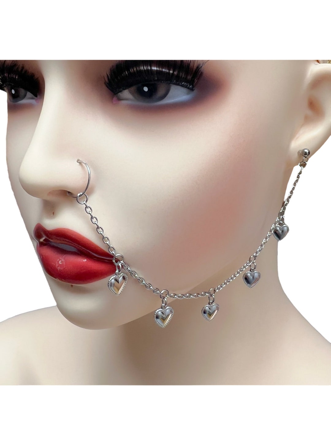 Heart Nose Ring Chain: Titanium 20 Gauge Nose Piercing - Etsy