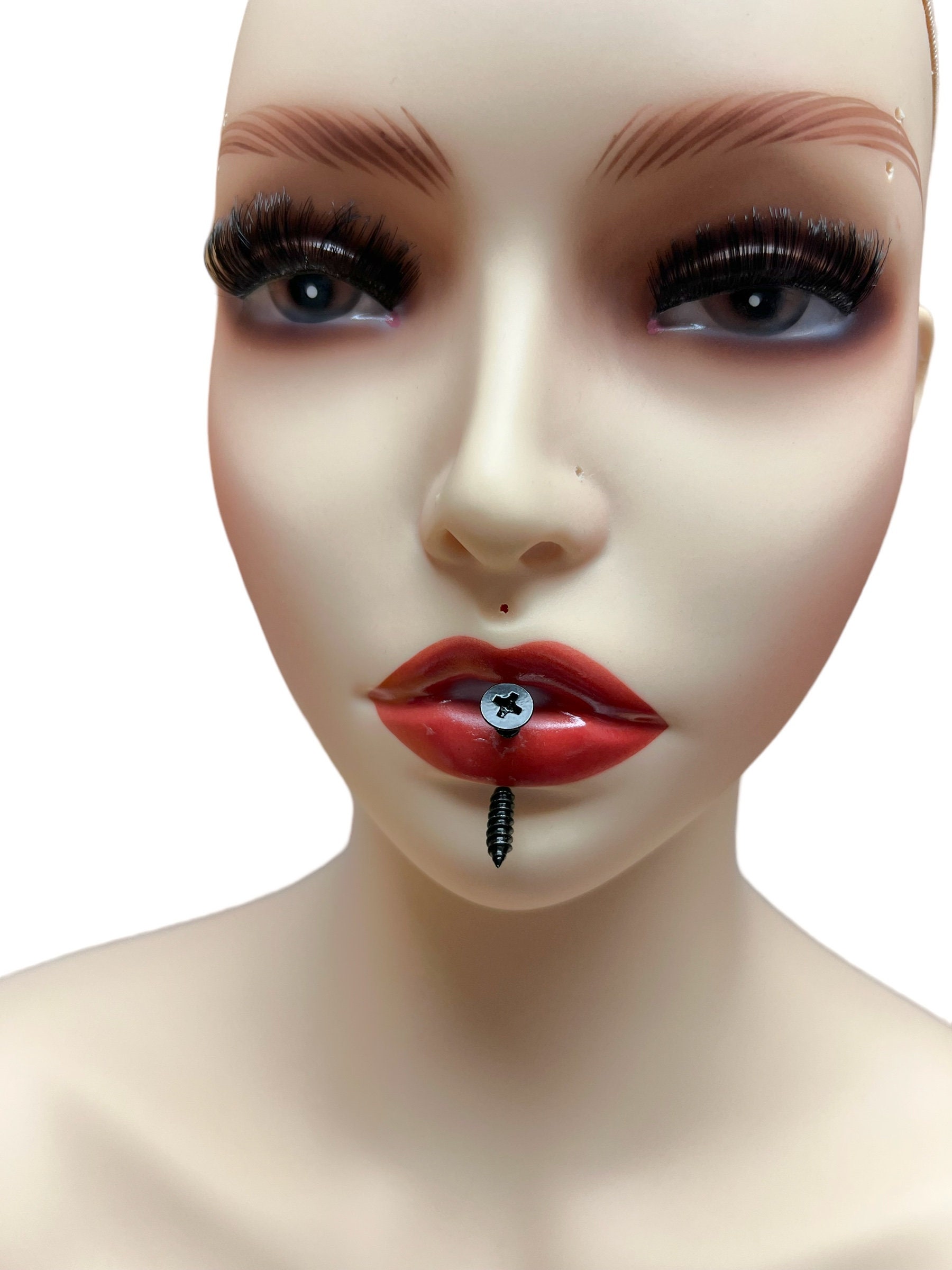 Lips Piercing Jewelry With Screw - Lip Ring - Vertical Labret Piercing ...