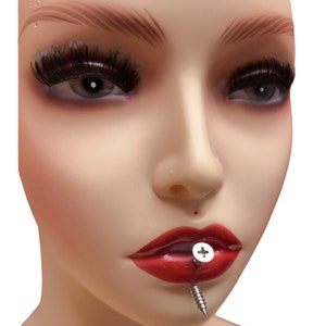 Lips Piercing Jewelry With Screw - Lip Ring - Vertical Labret Piercing ...