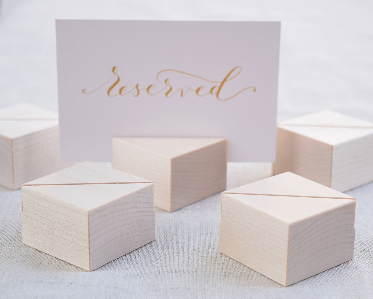 Diagonally Cut Square Maple Wood Card Holders Set | Light Wood Small ...